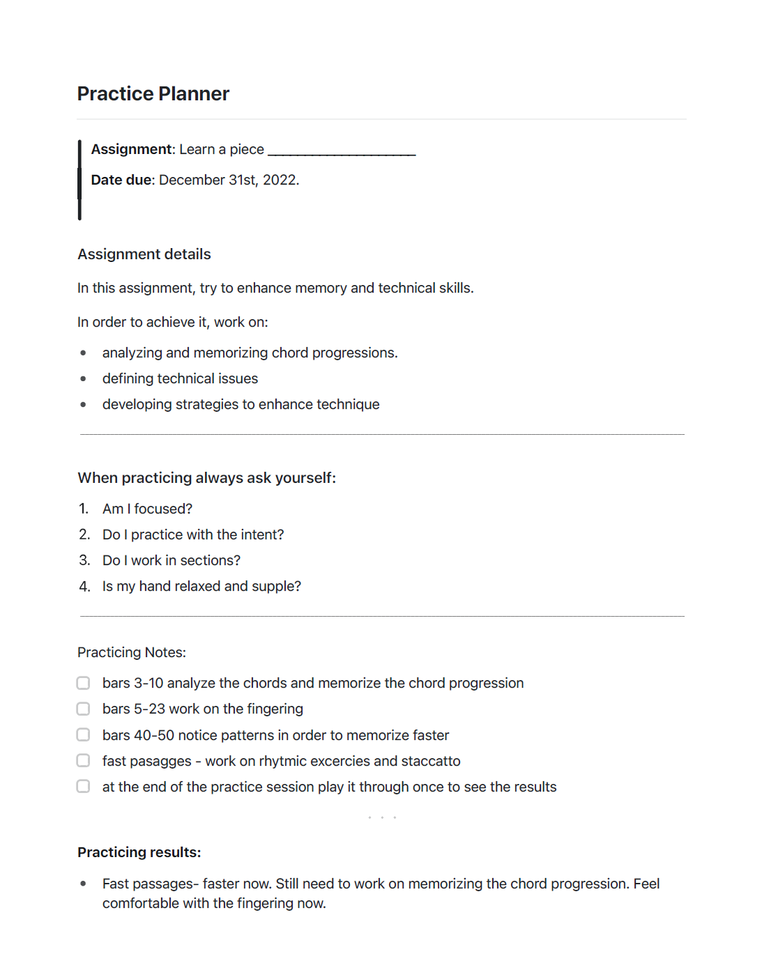 Piano lessons online with Isidora - How to create a practice plan